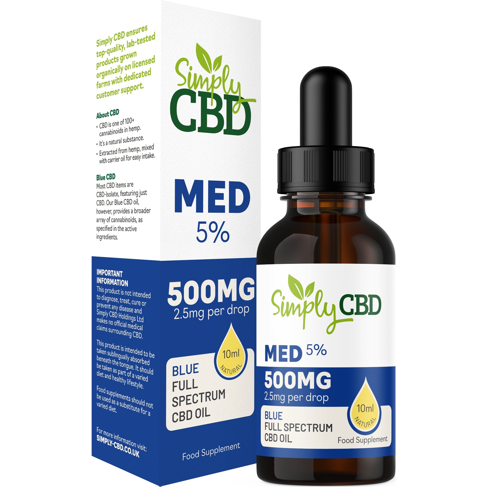 Buy Blue CBD Oil 5% Strength - 500mg or 1500mg - Simply CBD