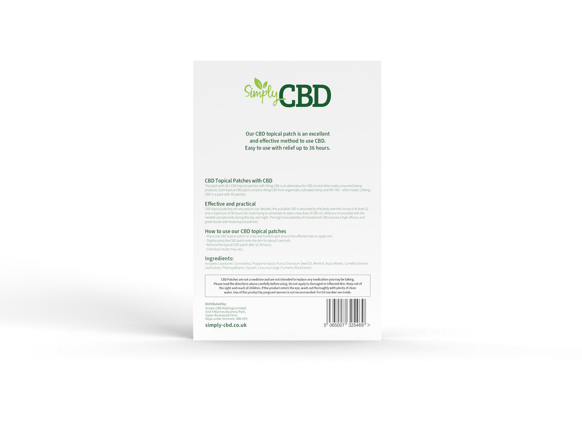 CBD Patches - 30 Patches - 45mg Per Patch (Max Strength) - Isolate ...