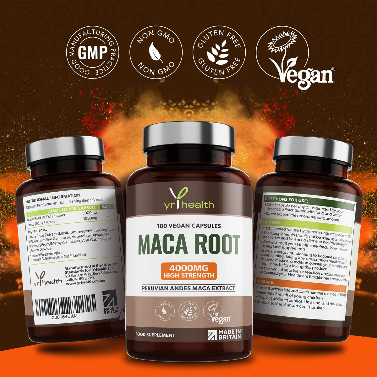 Highest Strength 4000mg Peruvian Andes Maca Root Extract - 180 Vegan C ...
