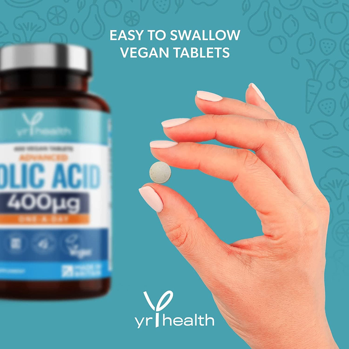 Folic Acid 400 mcg Tablets - 400 Vegan Vitamin B9 Tablets for Women ...